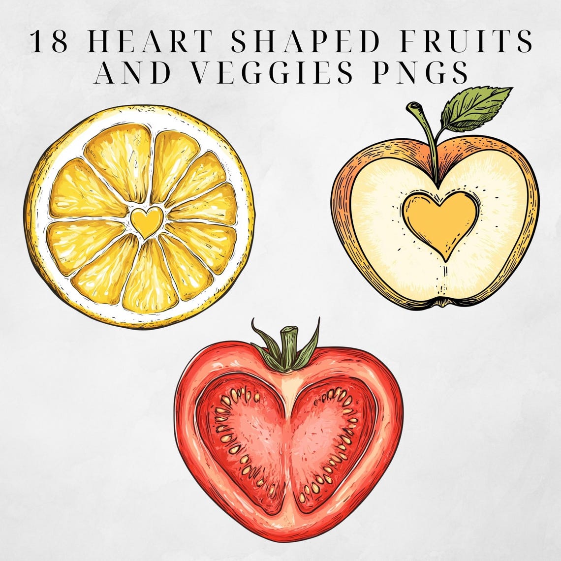 Valentine Fruit Heart Clipart Locally Drown Clipart Watercolor Fruits ...
