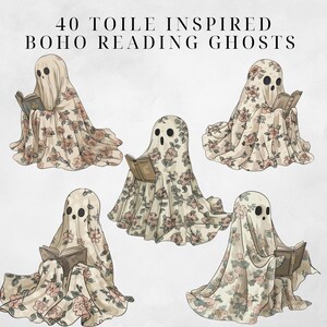 Reading Ghost Clipart Floral Ghost Clipart Bookish Ghost Clipart Groovy ...