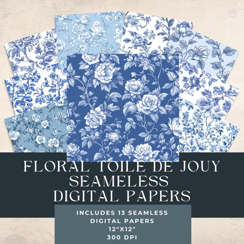 Seamless Toile Commercial Use Blue Toile Seamless Pattern French Toile ...