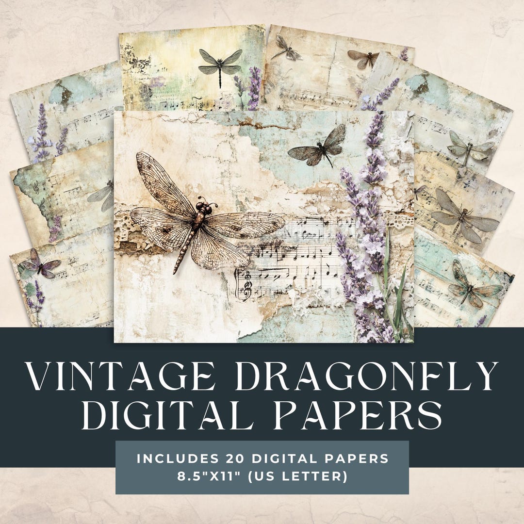 Dragonfly Junk Journal Papers Dragonfly Digital Papers Dragonfly Digi Kit Junk Journal Dragonfly ...