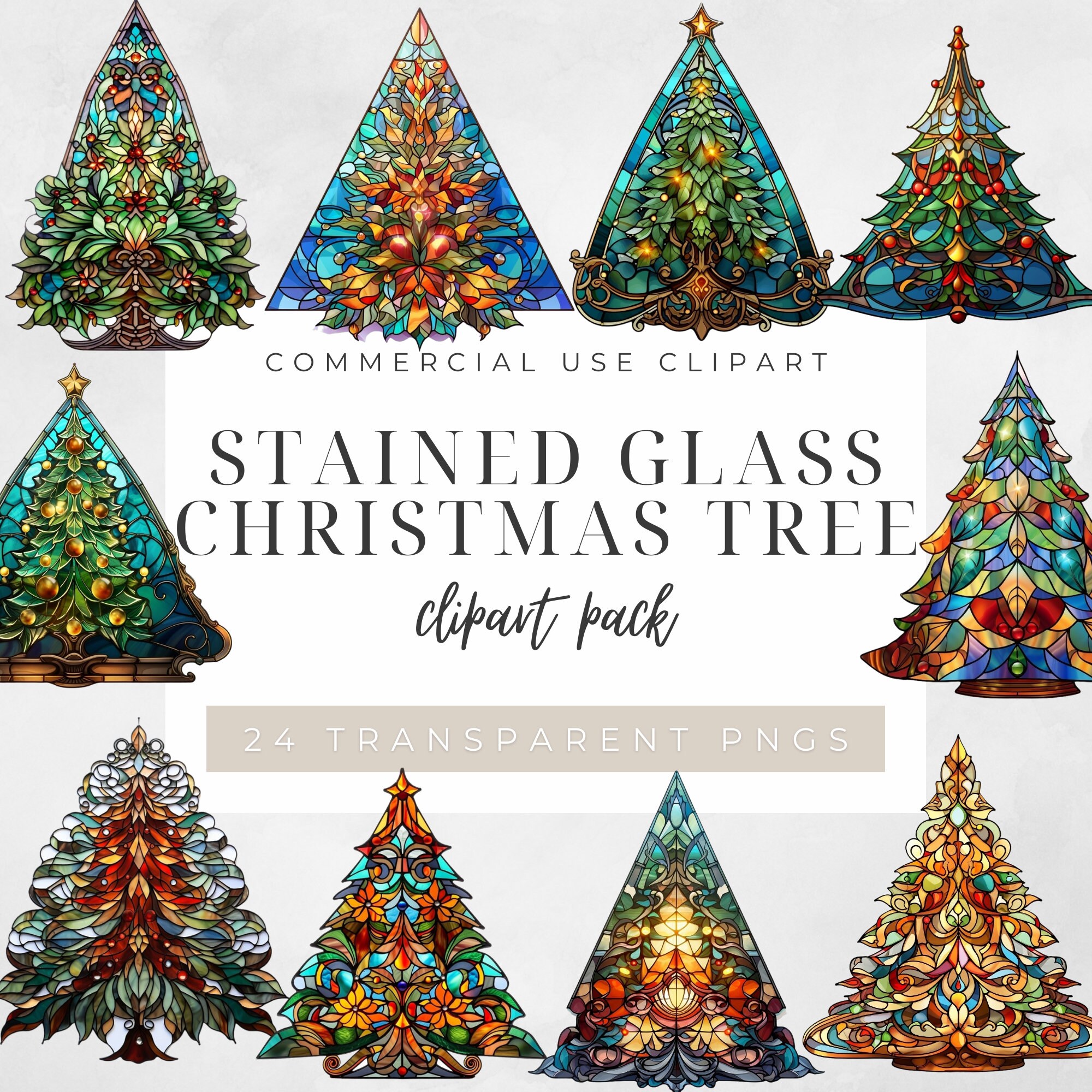 Stained Glass Christmas Clipart Stained Glass PNG Xmas Stained Glass ...