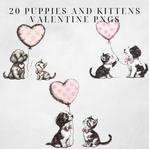 Valentines Cat Dog Clipart Valentine Animals Valentine Dogs Valentine ...