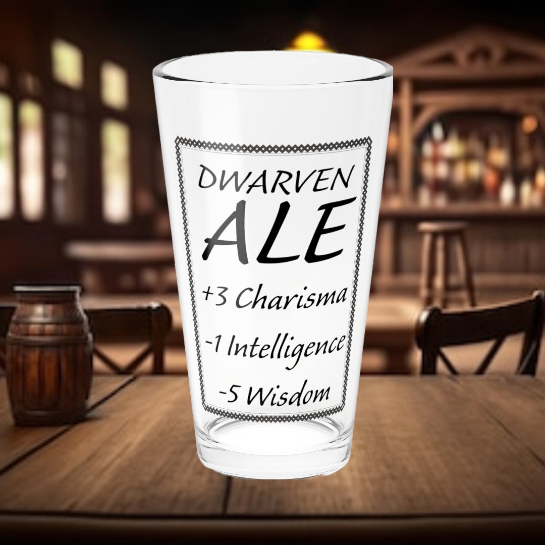 Dwarven Ale Pint Glass Dungeons and Dragons, DND, Fantasy, Tabletop ...