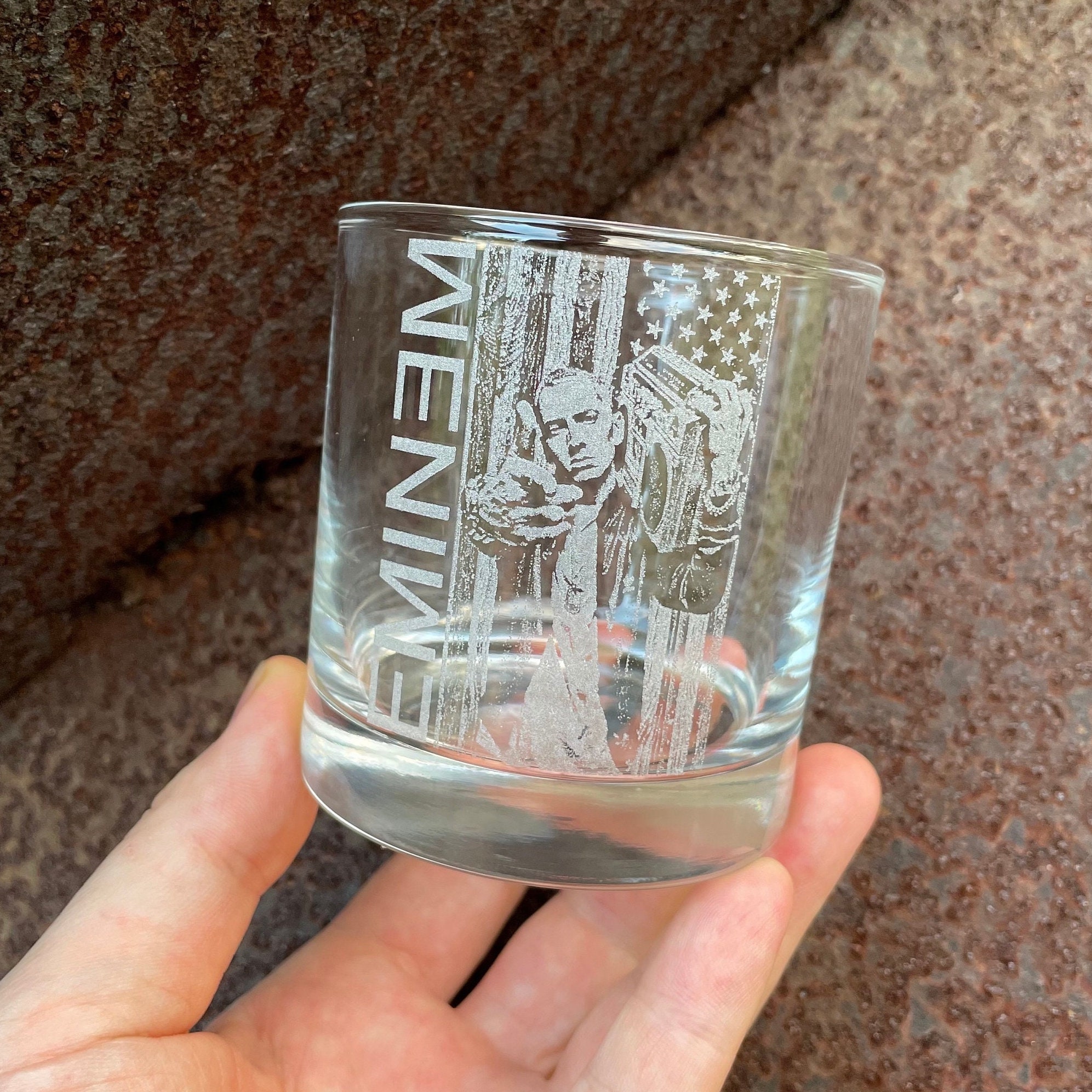 EMINEM Picture Glass Engraved Gift Custom Photo Gift for Him Celebrity ...