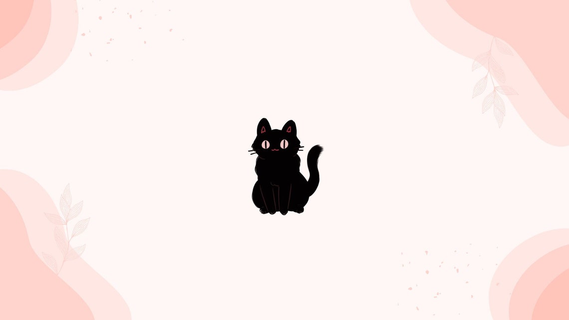 Black Cat Pink Desktop Wallpaper - Etsy