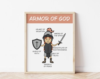 Armor of God Poster Cute Girl Spanish English Bible Verse Christian ...