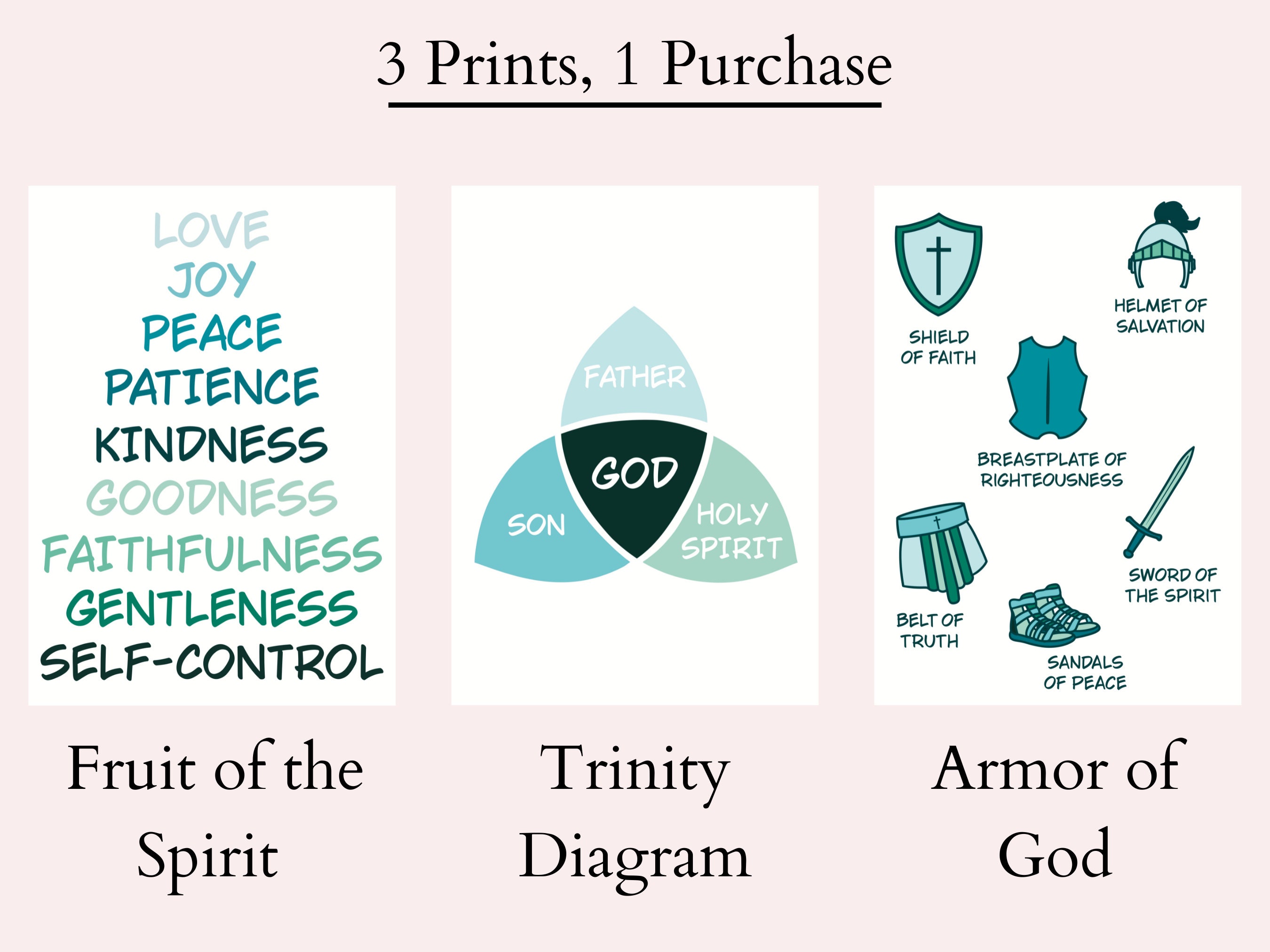 Fruit of the Spirit Armor of God Trinity Wall Art Christian - Etsy