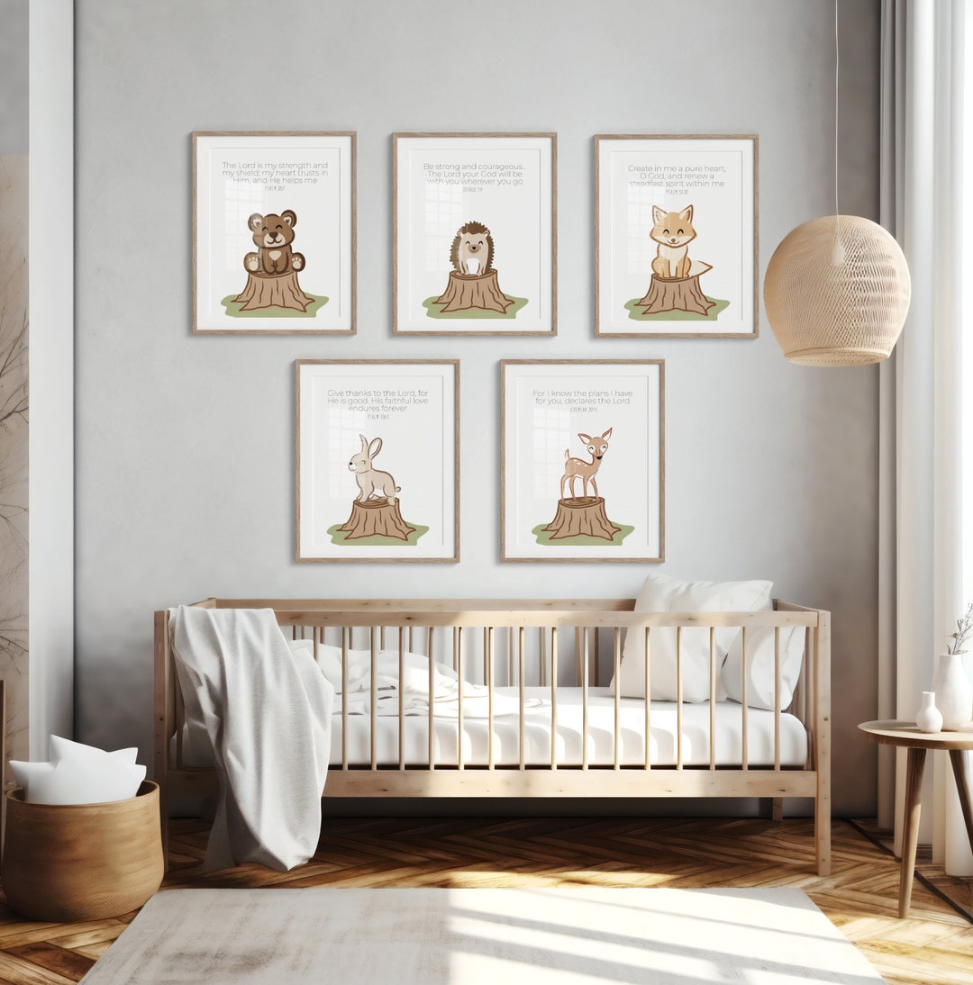Forest Animals Boy Nursery Bible Verse Prints Christian Nursery Decor ...