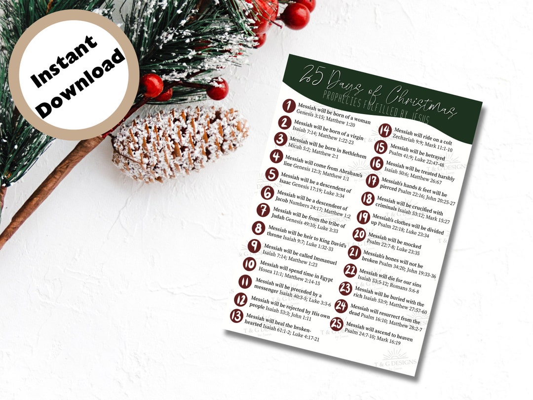 25 Days of Christmas Activity Prophecies Fulfilled by Jesus Christmas ...