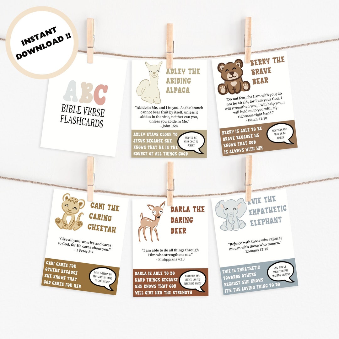 ABC Bible Verse Flashcards Kids Memory Verse Flashcards Homeschool ...