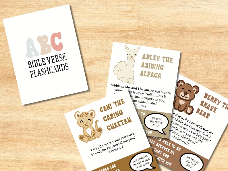 ABC Bible Verse Flashcards Kids Memory Verse Flashcards Homeschool ...