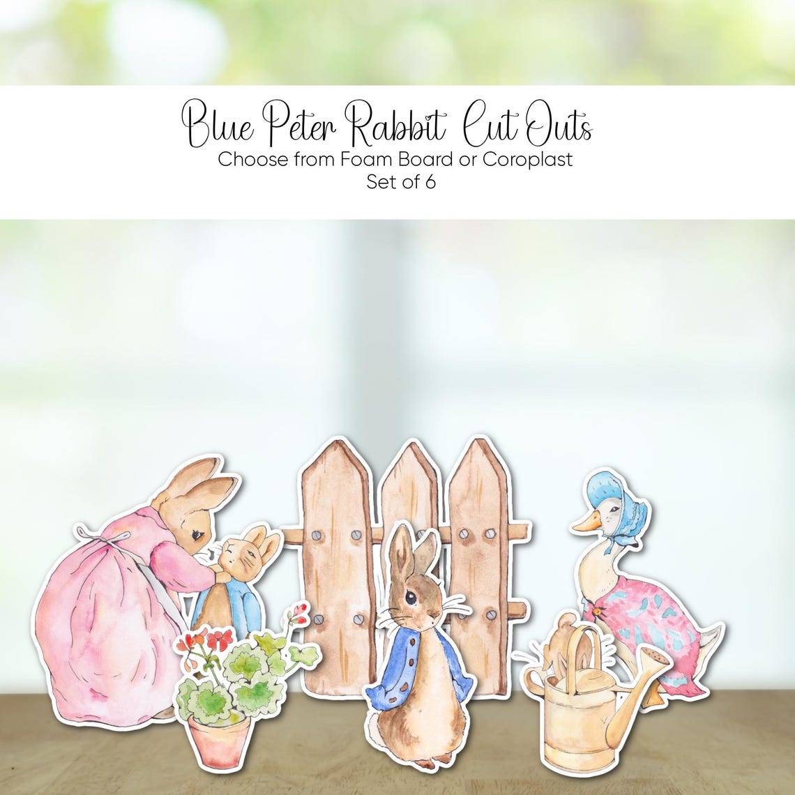 Blue Peter Rabbit Backdrop and Cut Outs, Blue Peter Rabbit Baby Shower ...