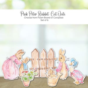 Pink Peter Rabbit Backdrop and Cut Outs, Pink Peter Rabbit Baby Shower ...