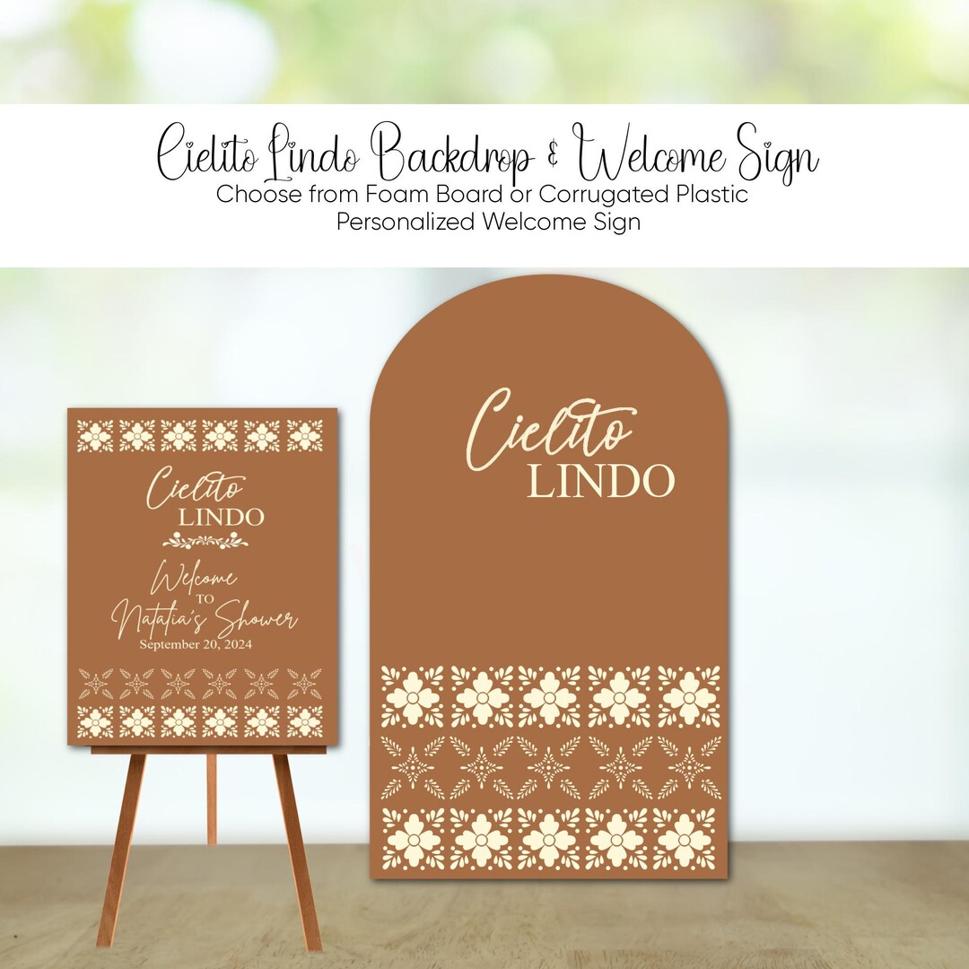 Cielito Lindo Arch Backdrop and Welcome Sign, Talavera Style Backdrop ...