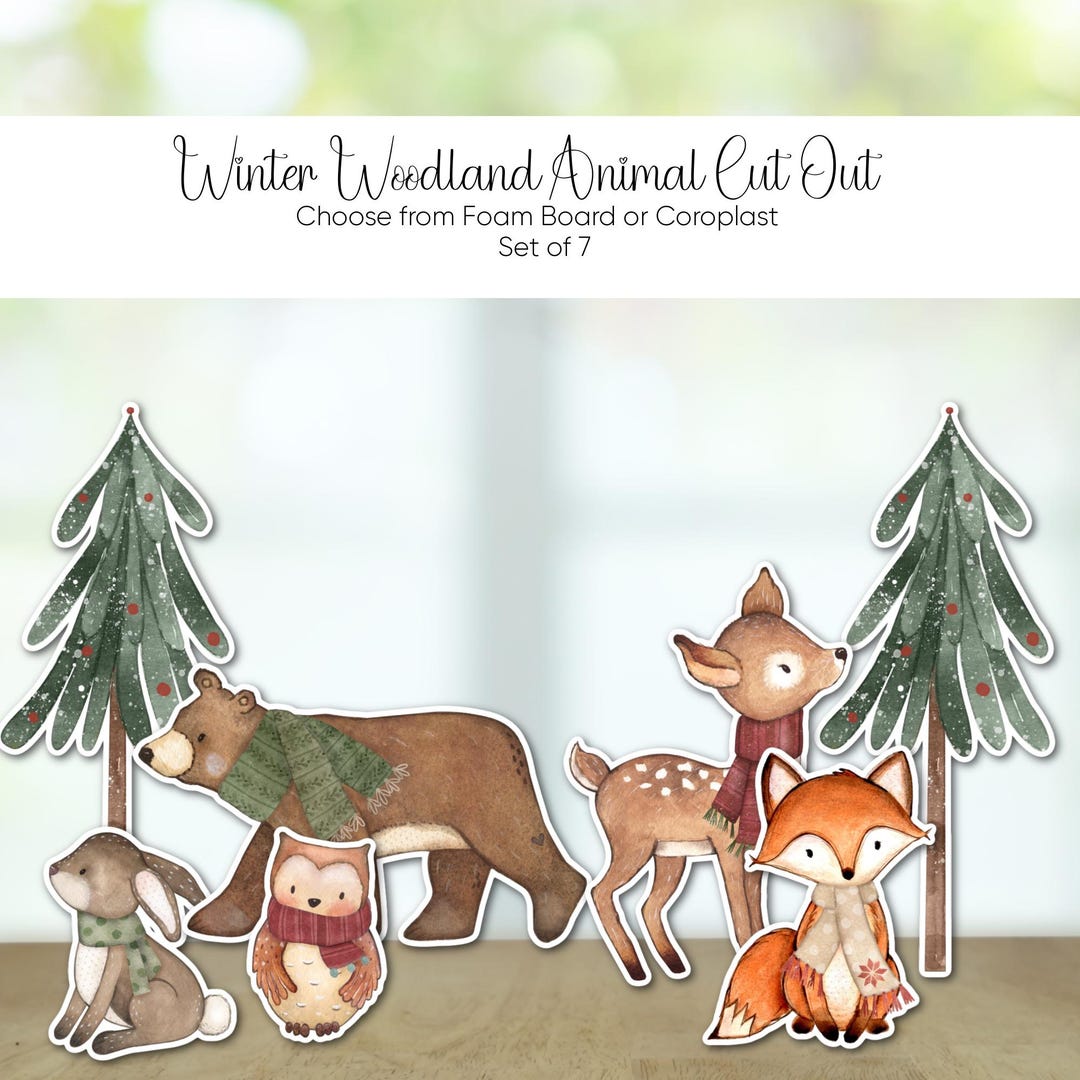 Winter Woodland Animal Party Props, Winter Woodland Animal Cut Outs ...
