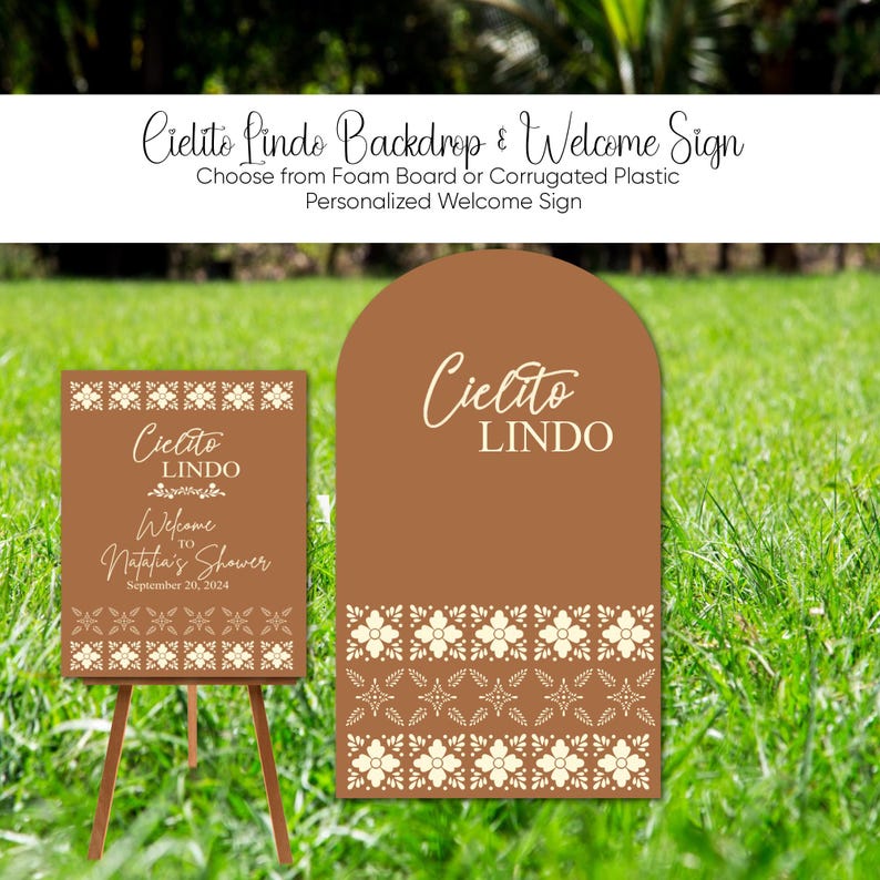 Cielito Lindo Arch Backdrop and Welcome Sign, Talavera Style Backdrop ...