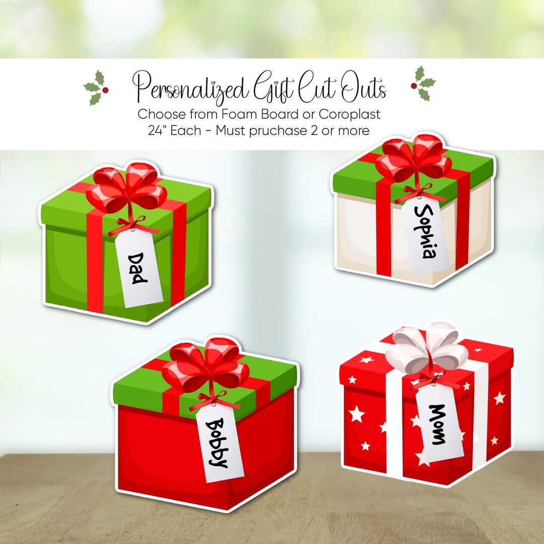 Personalized Christmas Gift Cut Outs, Christmas Present Props, Office ...