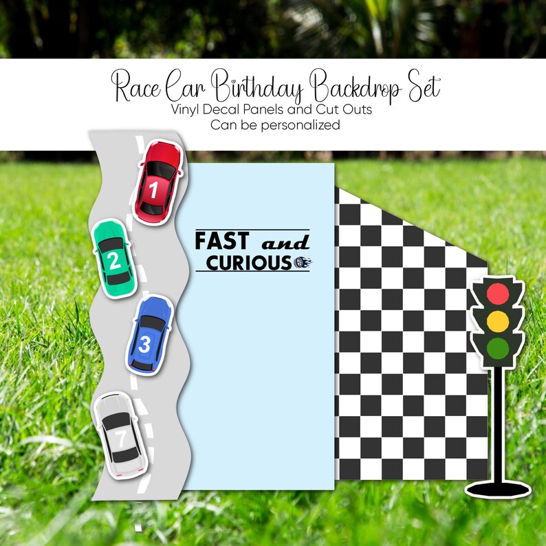 Race Car Birthday Backdrop Set and Props, Race Car Themed Decorations ...