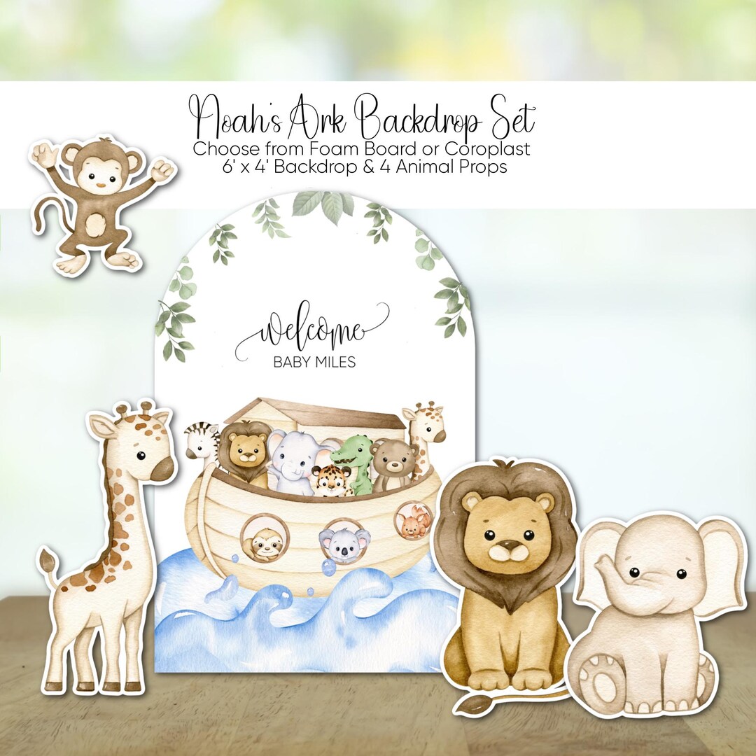 Personalized Noah's Ark Baby Shower Backdrop and Props, Noah's Ark ...