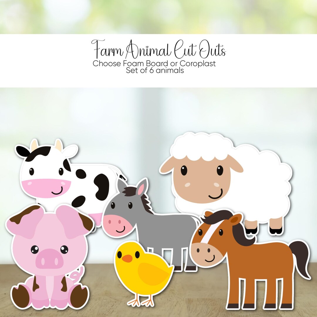 Set of 6 Farm Animal Cut Outs, Farm Themed Birthday Props, Farm Animal ...