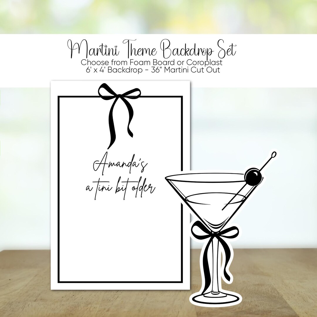 Martini - Tini Bit Older Backdrop and Cut Out, Pink Bow Backdrop and ...