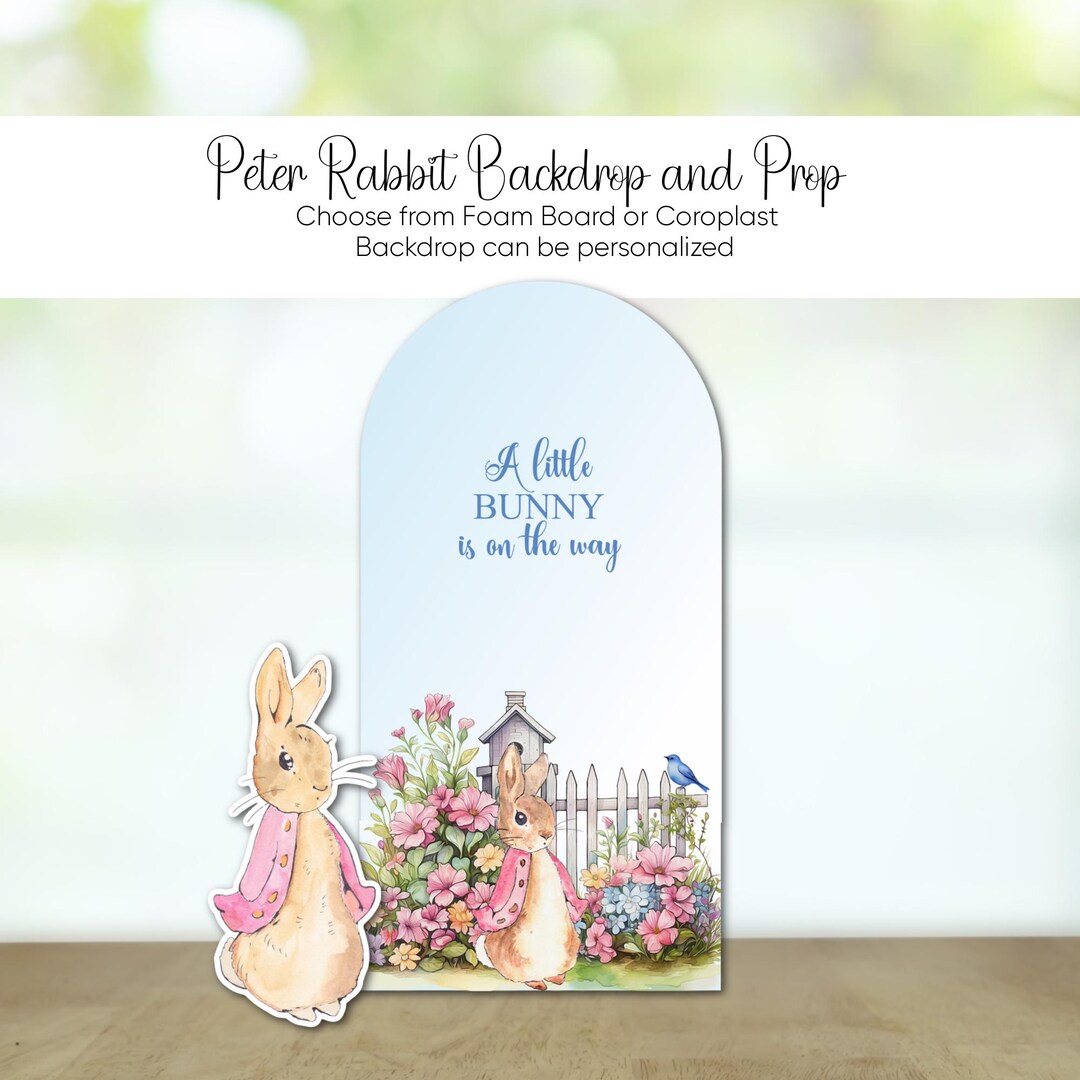 A Little Bunny is on the Way Pink Peter Rabbit Backdrop and Cut Out ...