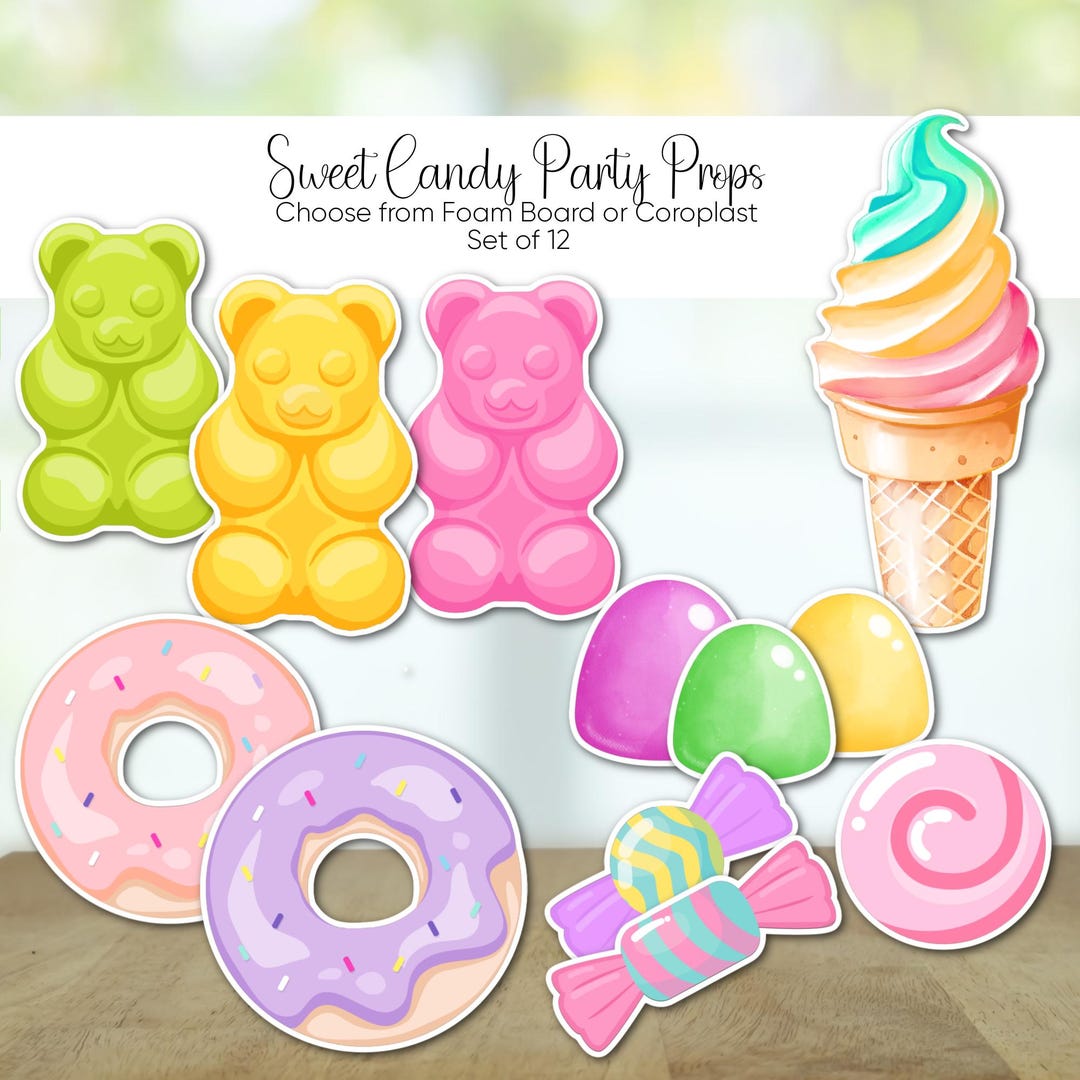 Set of 12 Sweet Candy Cut Outs, Summer Sweet Decorations, Candy ...