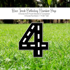 Race Car Track Number Prop With Stand, Race Car Theme Birthday Number ...