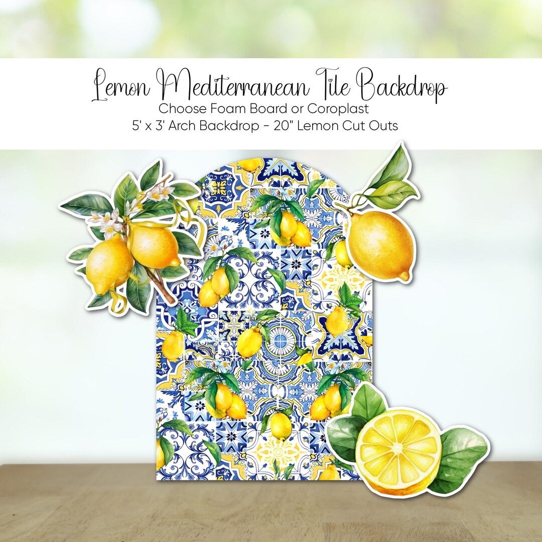 Lemon Fresco Backdrop Arch and Cut Outs, Lemon Mediterranean Bridal ...