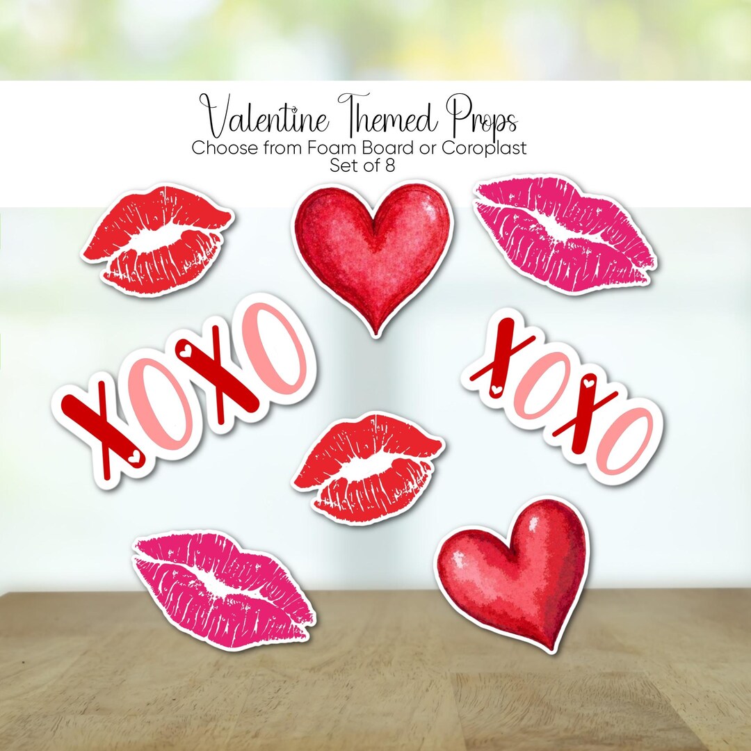 Valentine's Day Party Props: Kiss, XOXO, Heart Cutouts - Etsy