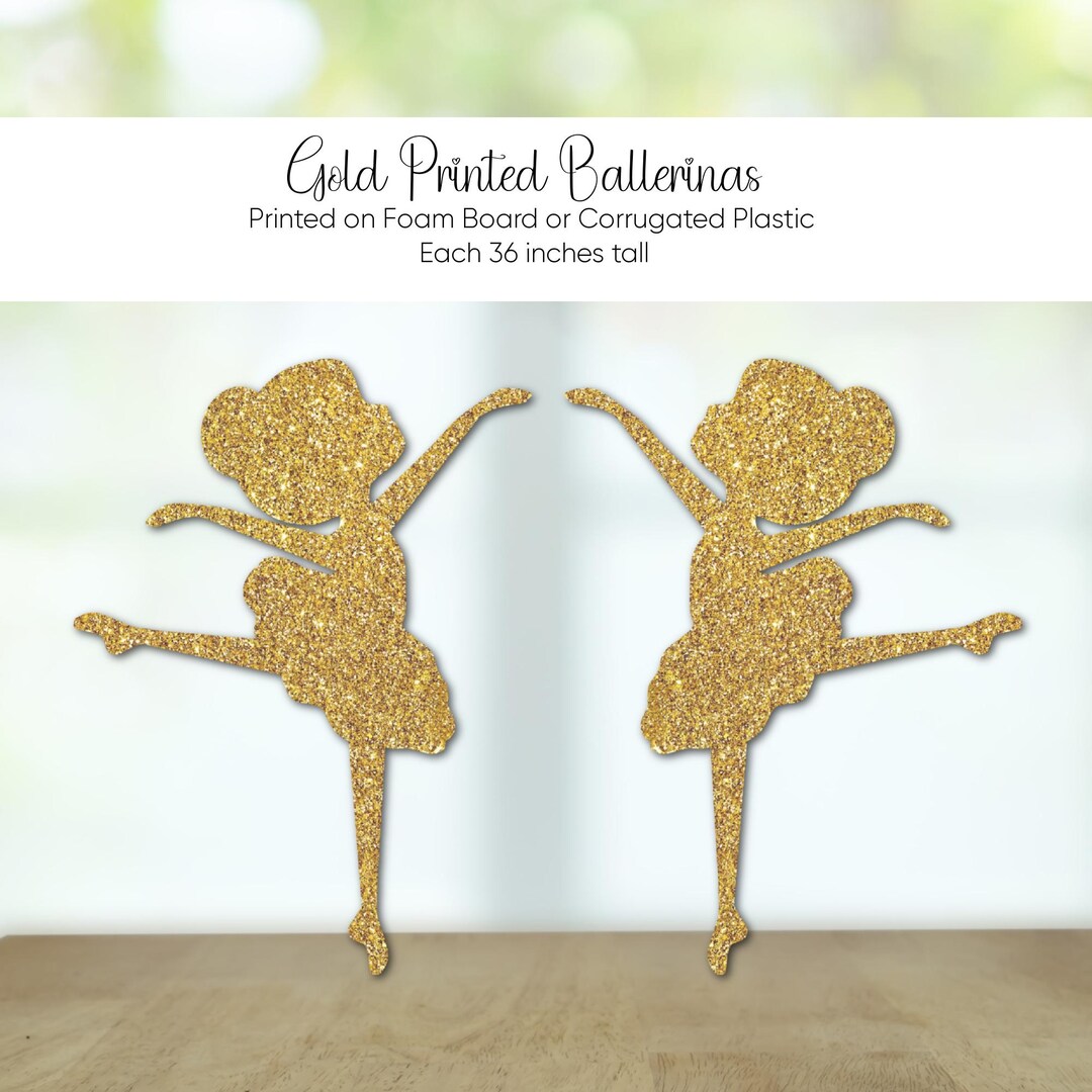 Gold Glitter Printed Ballerina Birthday Party Props, Ballerina ...
