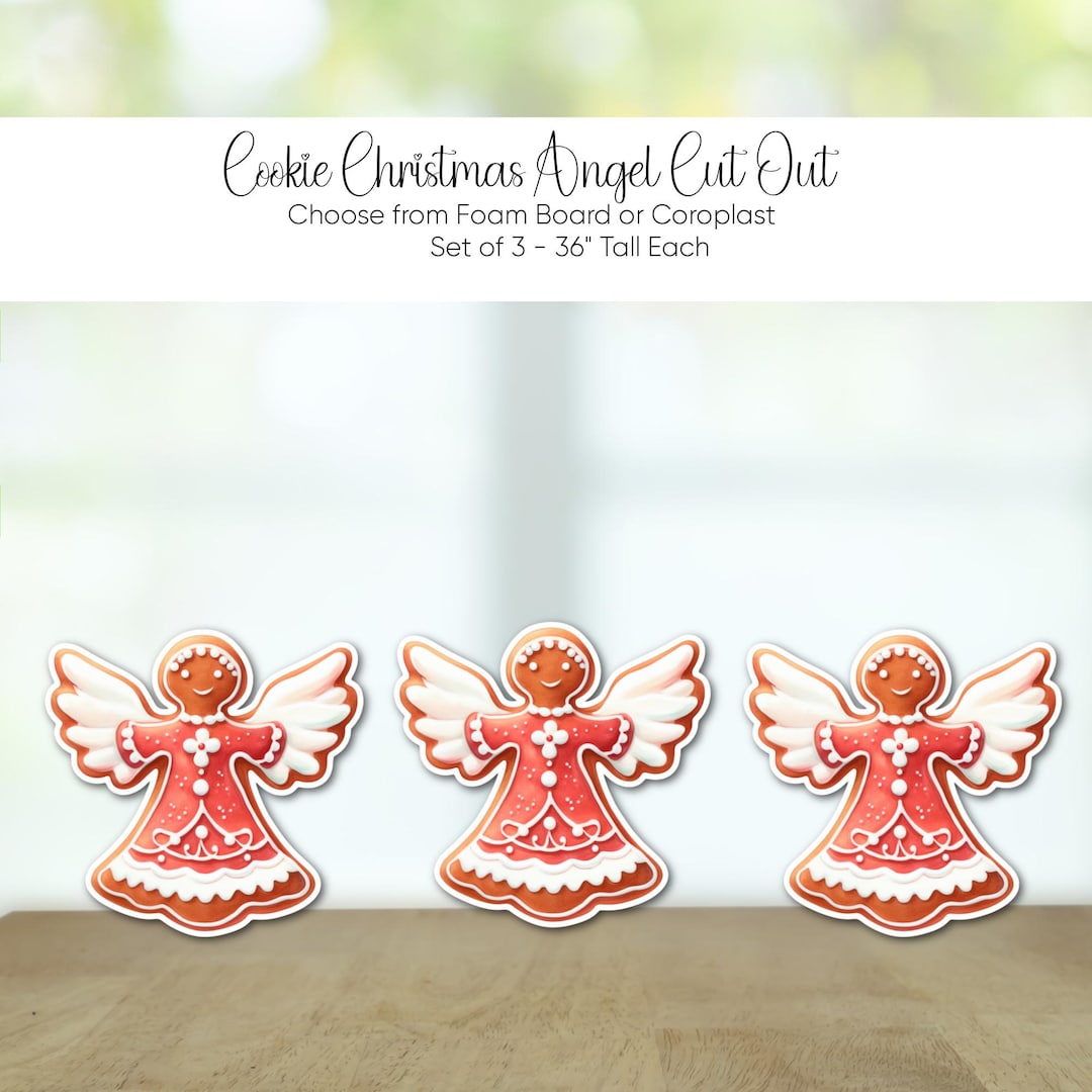 Set of 3 Christmas Cookie Angel Cut Outs, Christmas Angel Props ...