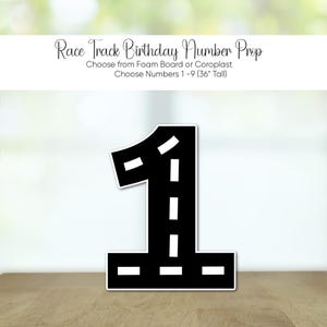 Race Car Track Number Prop With Stand, Race Car Theme Birthday Number ...
