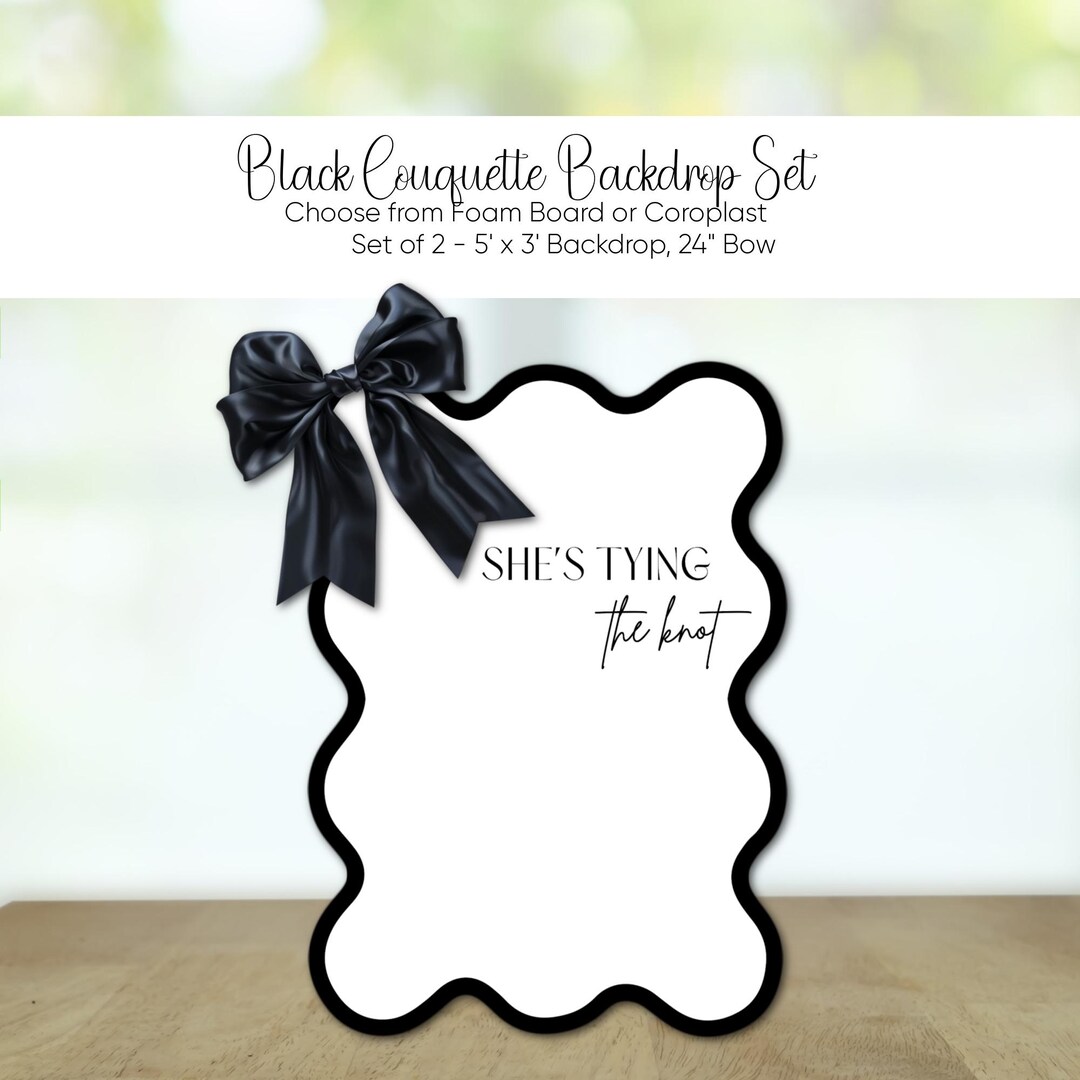 Black Coquette Backdrop Set | She’s Tying the Knot | Bridal Shower ...