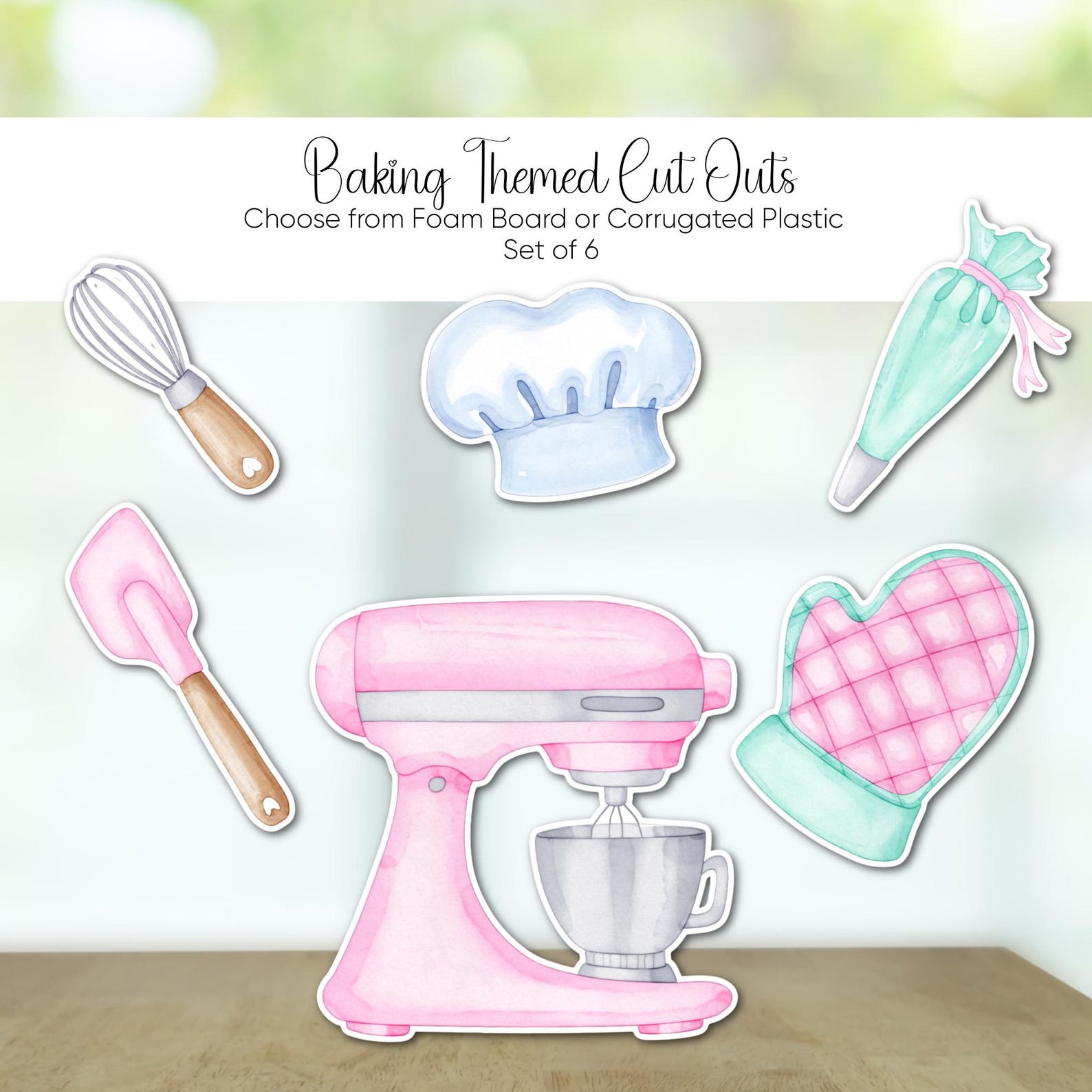 Set of 6 Baking Themed Cut Outs, Baking Birthday Party Decorations ...