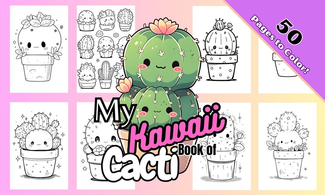My Kawaii Cacti Coloring Book - Etsy