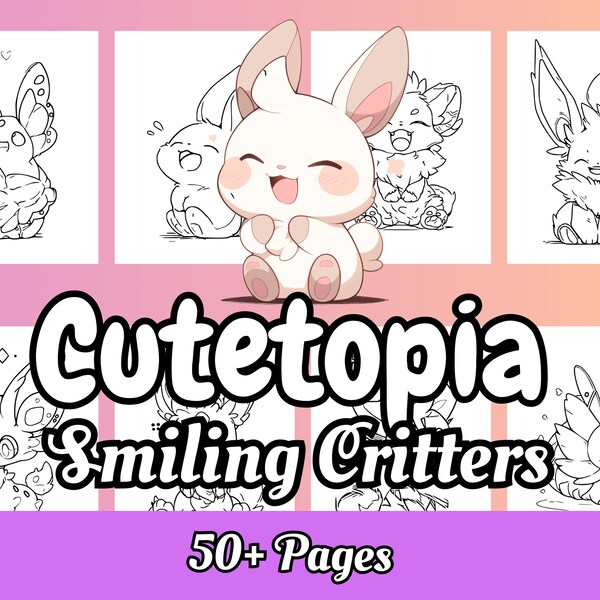 Smiling Critters Coloring Book - Etsy