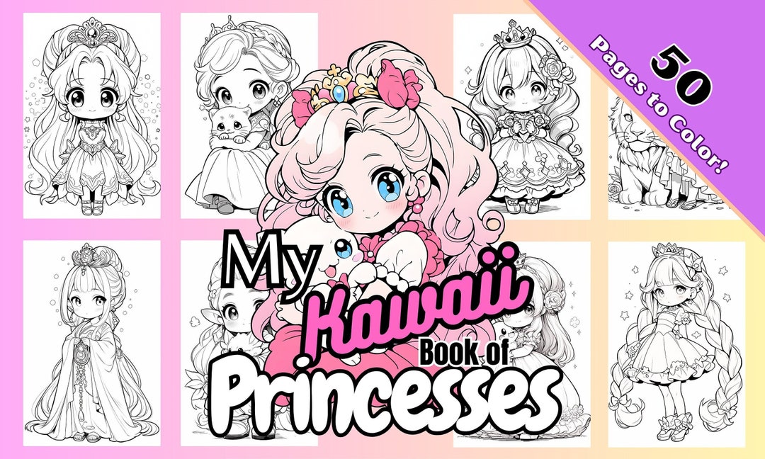 My Kawaii Princesses Coloring Book - Etsy