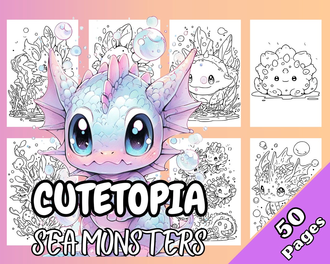 Cutetopia Sea Monsters Coloring Book Digital Download - Etsy