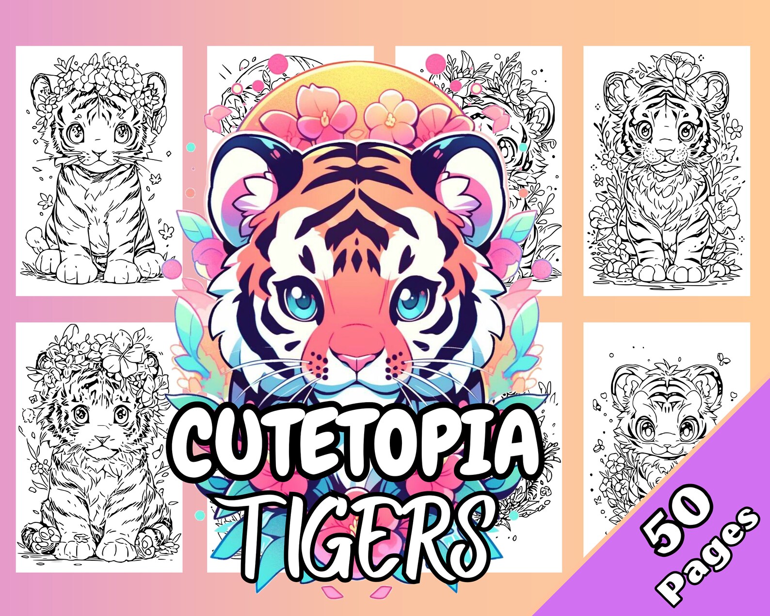 Cutetopia Tigers Coloring Book Digital Download - Etsy