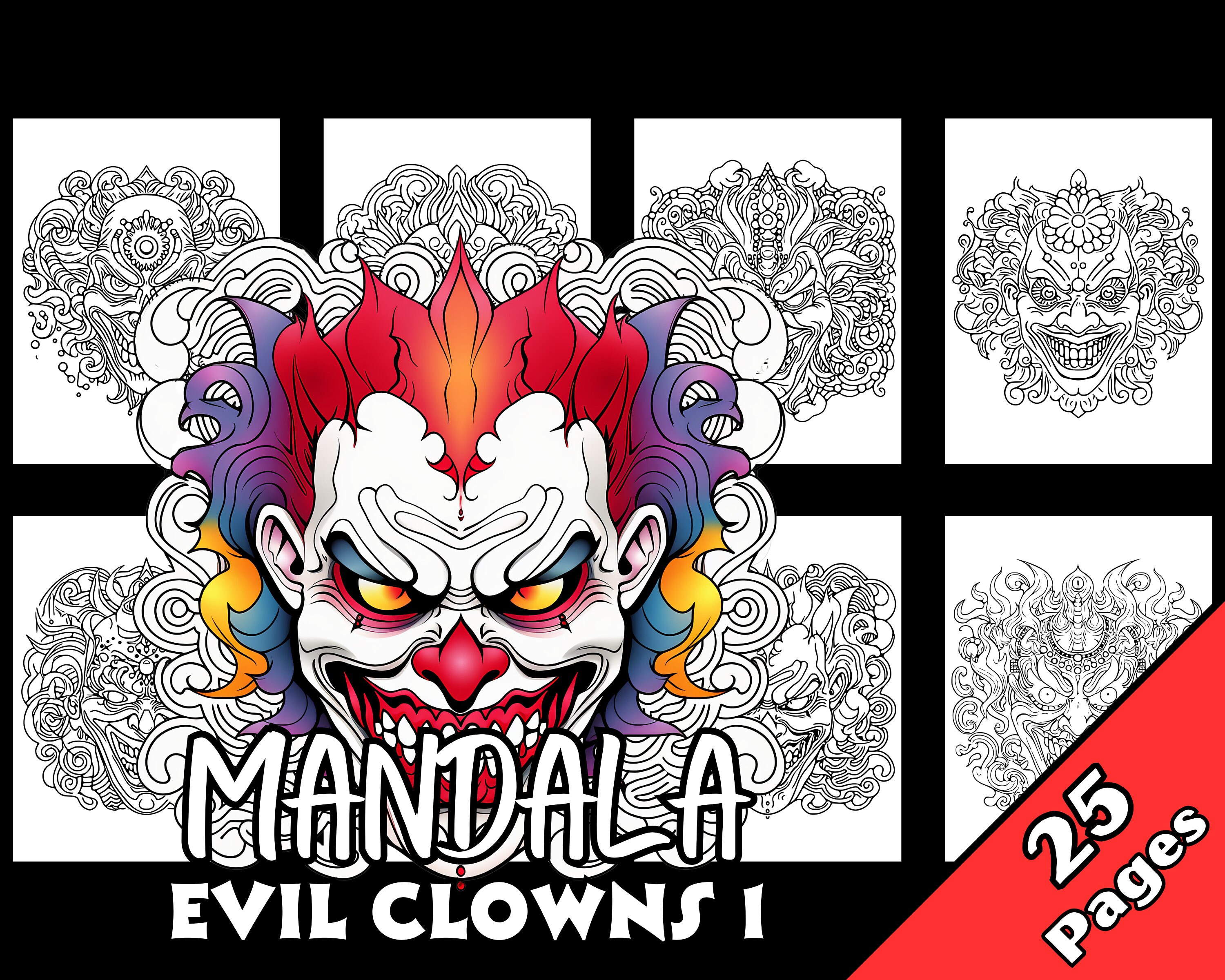 Mandala Evil Clowns 1 Coloring Book - Etsy