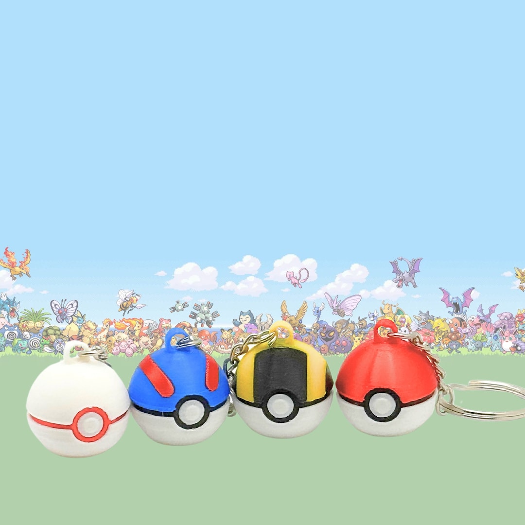 3D Printed Pokeball Keychains - Etsy