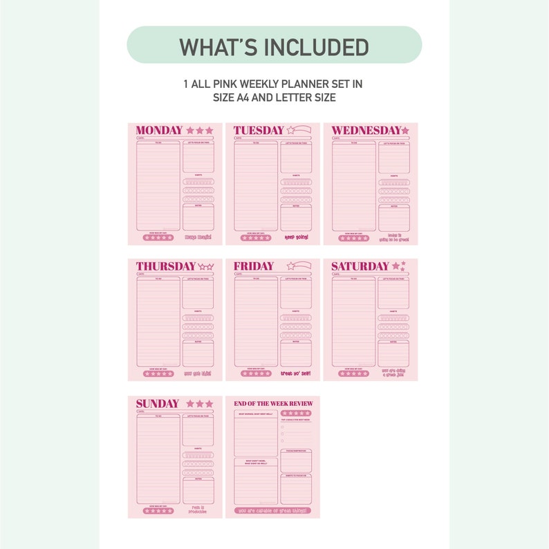 PINK Printable Weekly Planner - Etsy