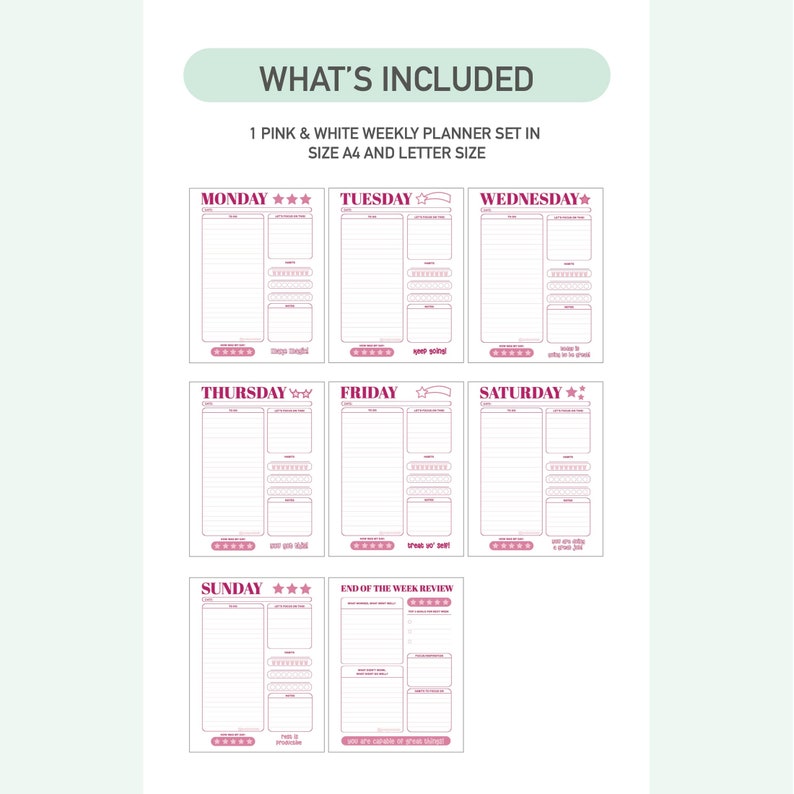 PINK Printable Weekly Planner - Etsy