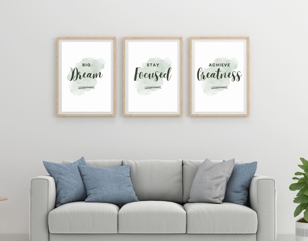 Elegant Motivational Poster Set digital Dream Big, Stay Focused ...