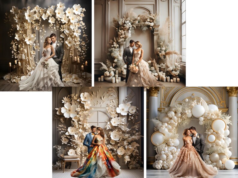 12 Wedding Backdrops Bundle, Floral Bridal Backdrops, Family Portraits ...