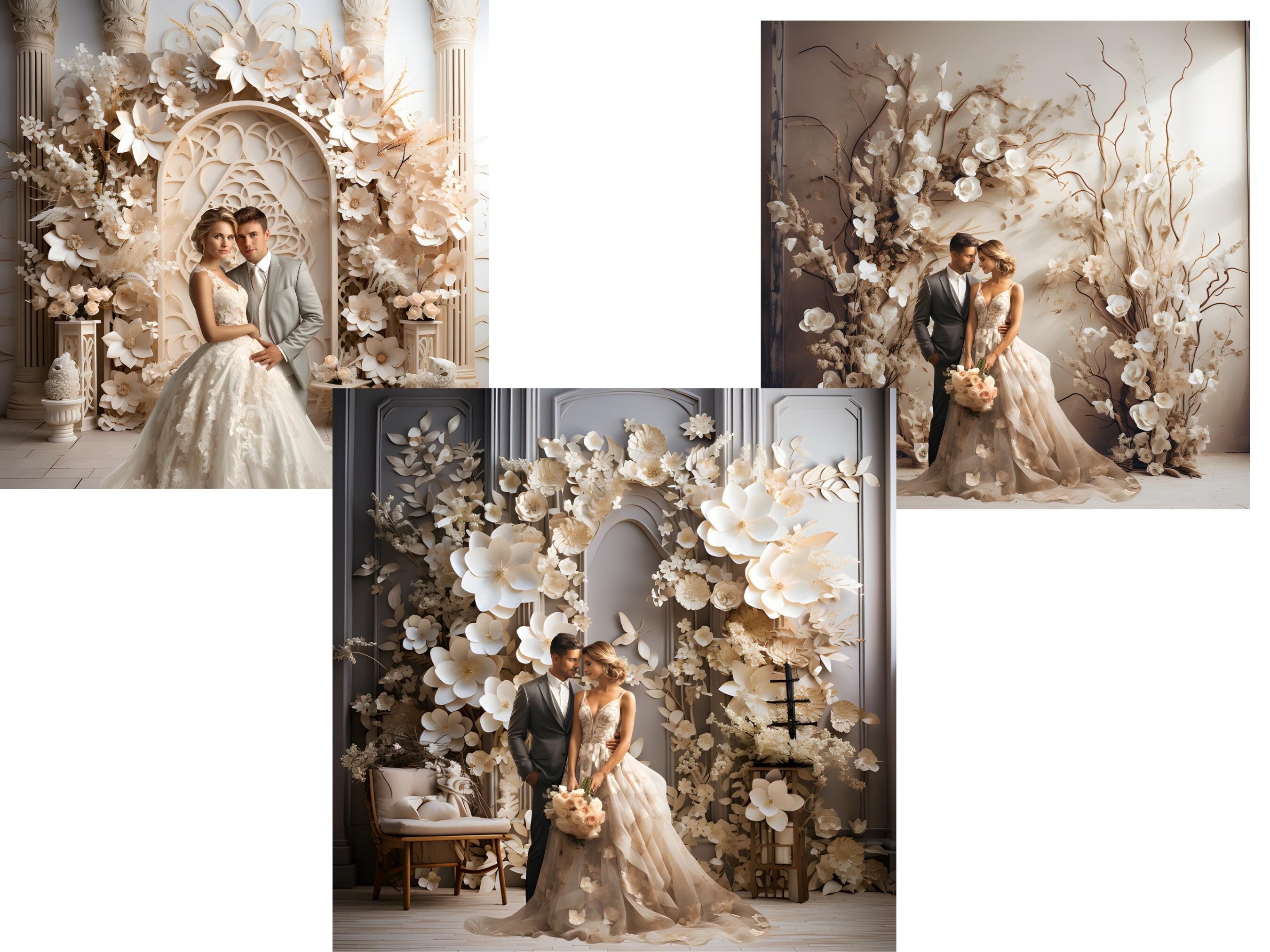 12 Wedding Backdrops Bundle, Floral Bridal Backdrops, Family Portraits ...