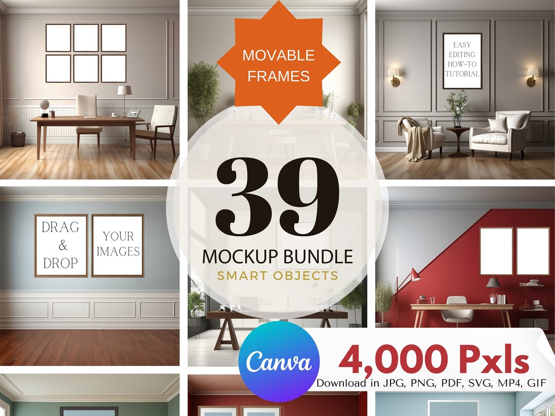 39 Movable Frames. Canva Frames Bundle. Frame Mockup Bundle, Smart ...