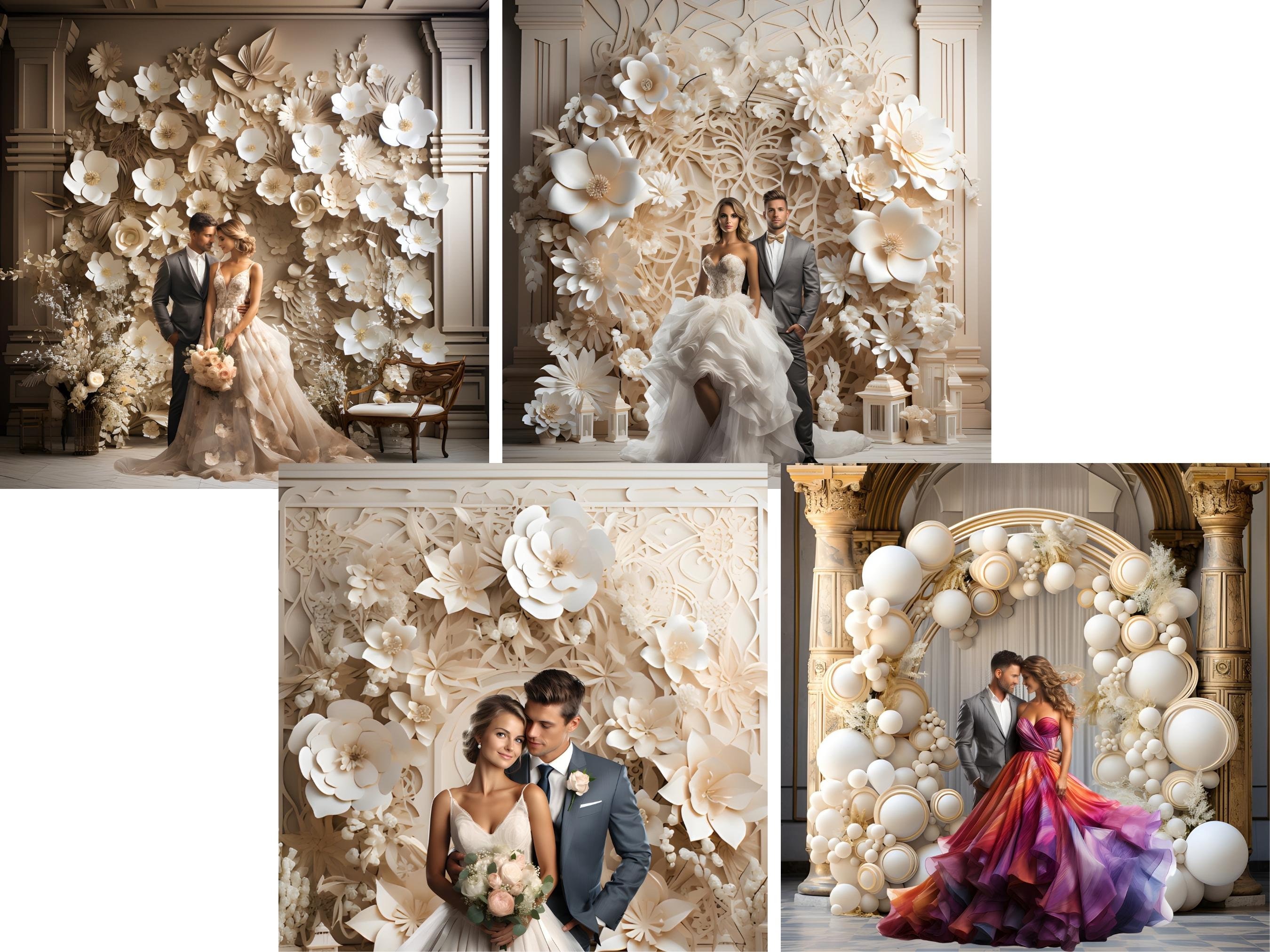 12 Wedding Backdrops Bundle, Floral Bridal Backdrops, Family Portraits ...