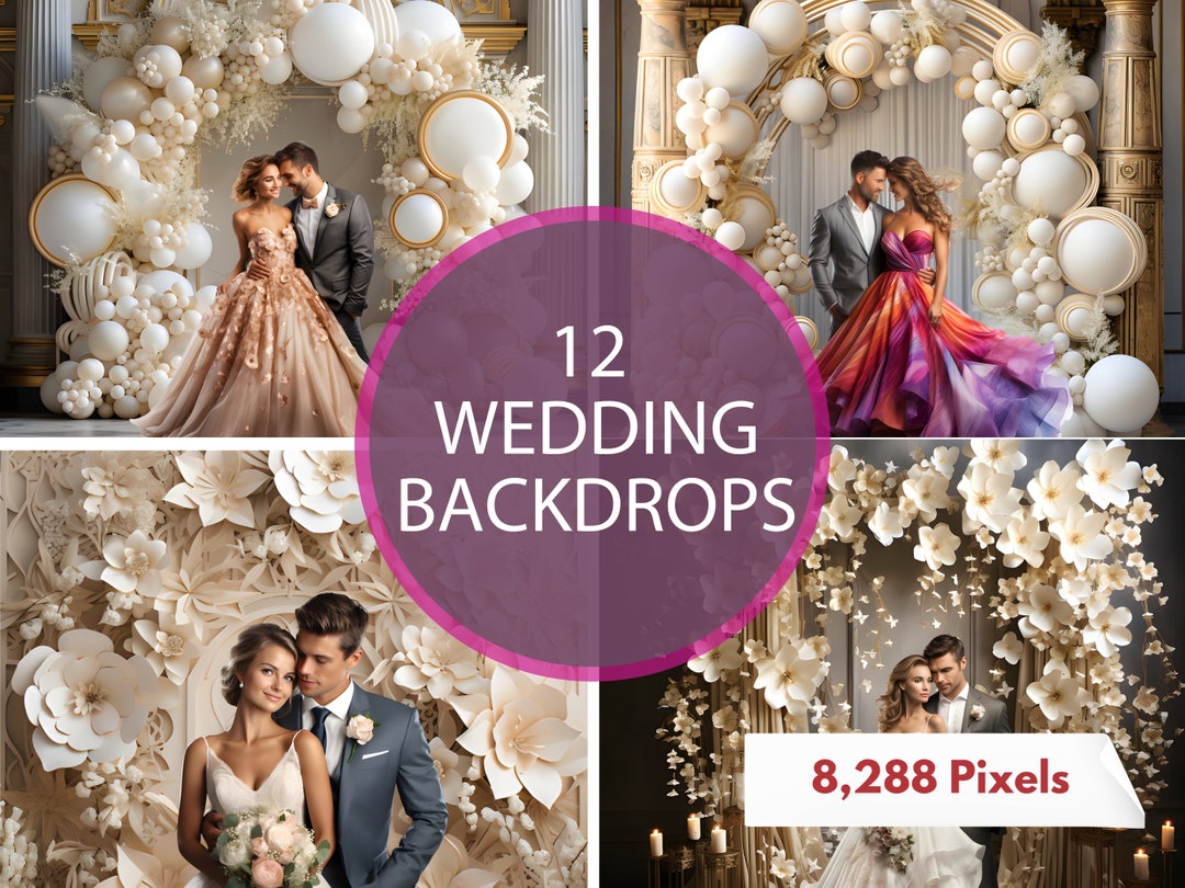 12 Wedding Backdrops Bundle, Floral Bridal Backdrops, Family Portraits ...
